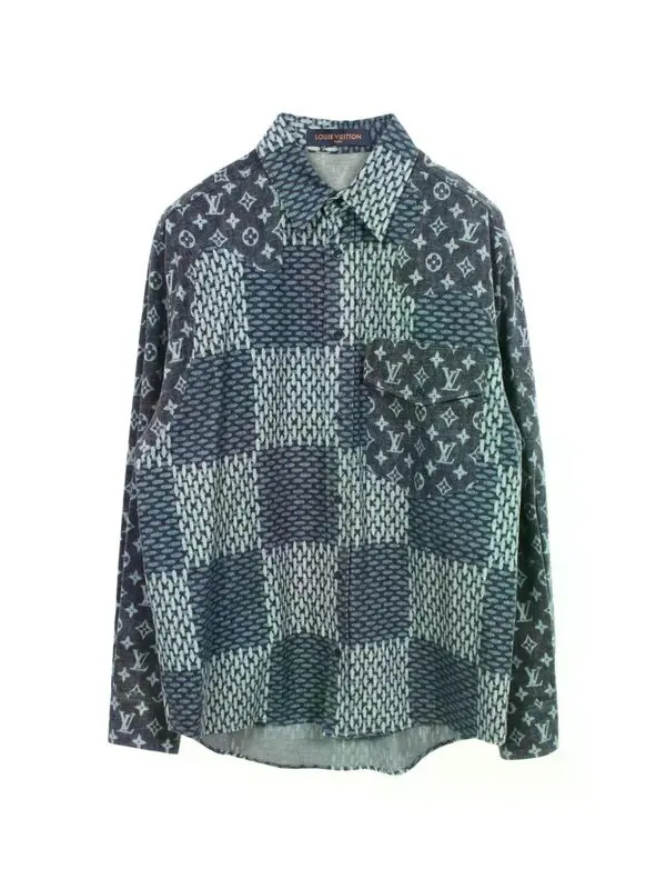 LOUIS VUITTON X Nigo 2010s Giant Damier Monogram Shirt - Blue