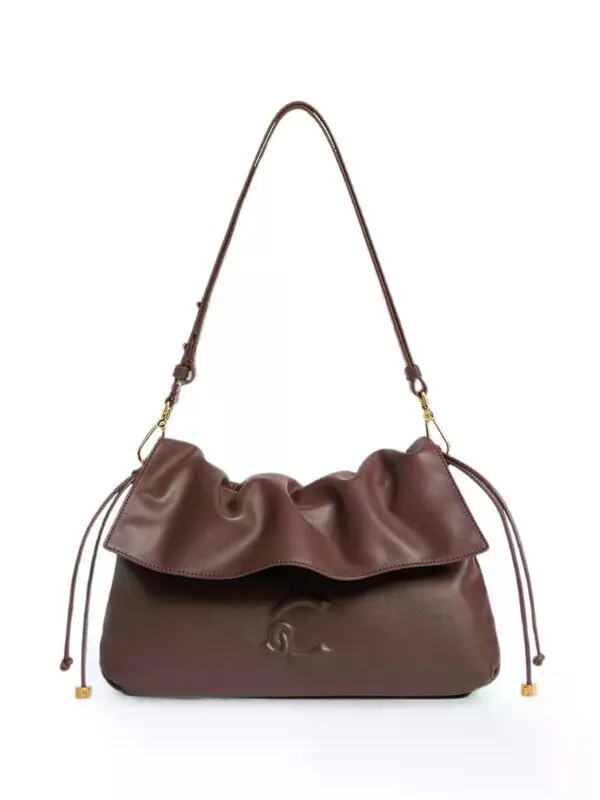 COCCINELLE Lidia Logo-embossed Ruched-flap Shoulder Bag - Brown