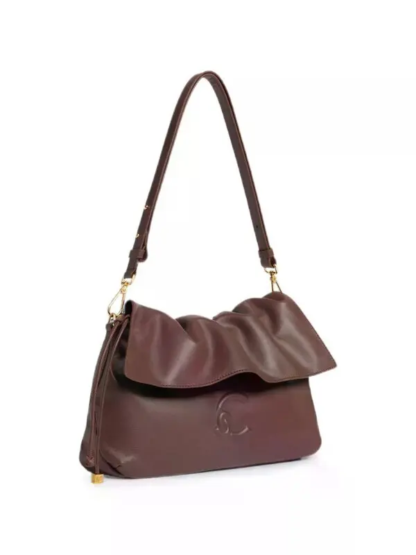 COCCINELLE Lidia Logo-embossed Ruched-flap Shoulder Bag - Brown