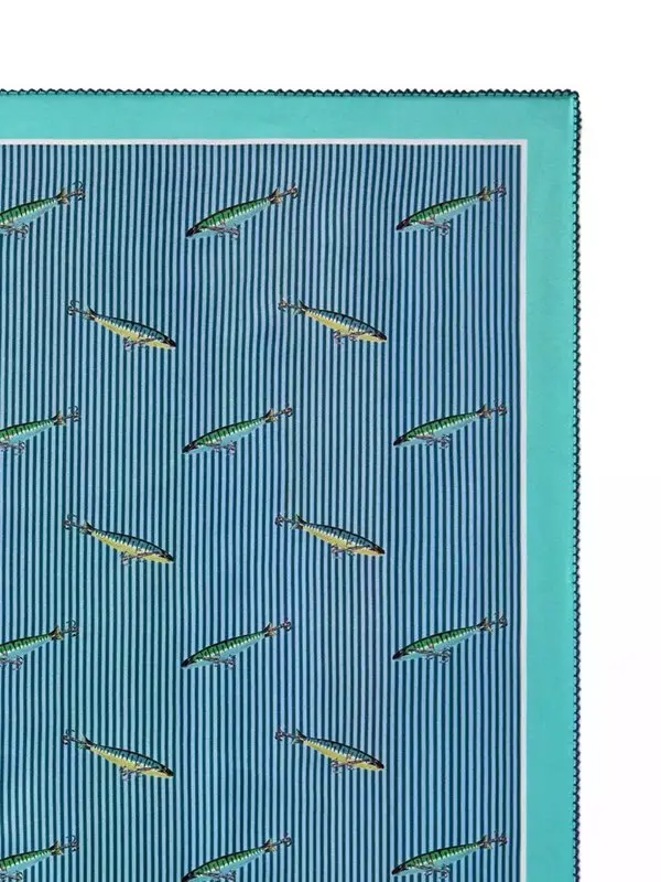 Mulberry Striped Fish-print Silk Scarf