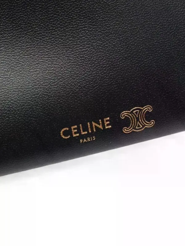 Celine 2020s Trio Flap Leather Shoulder Bag - Black