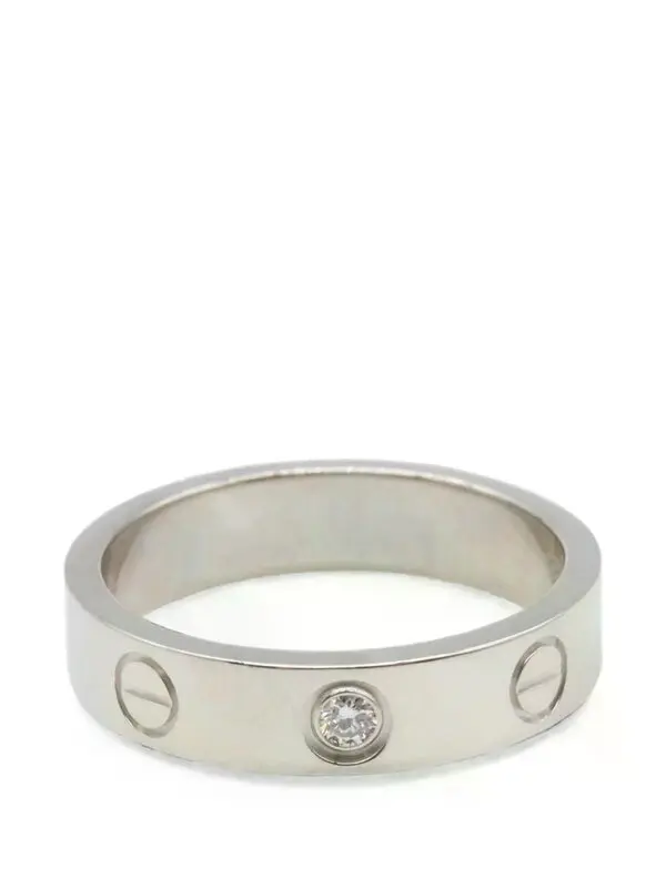Cartier 2010s Mini Love Diamond Ring - Silver