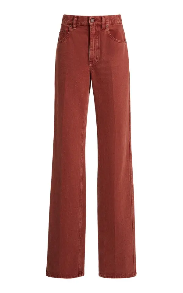 Chloé Rigid Garment-dyed High-rise Straight-leg Jean - Brown