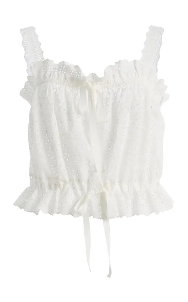 Ulla Johnson Isola Eyelet Cotton Top - White