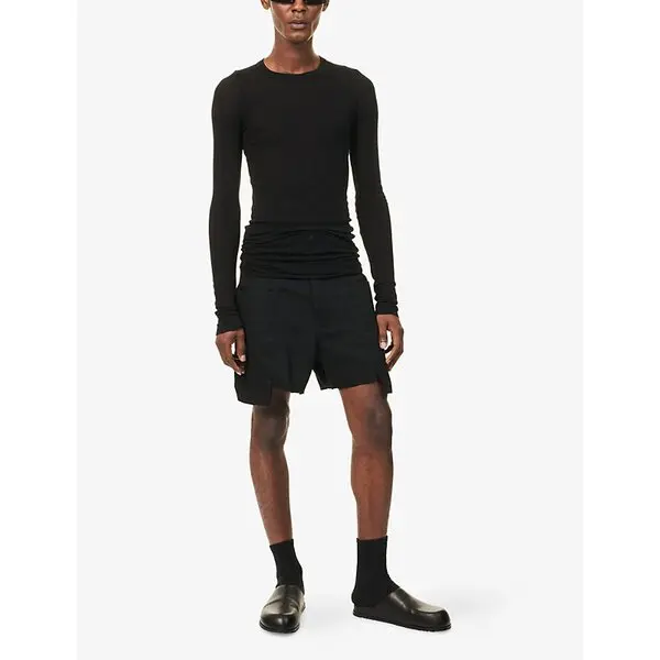 Rick Owens Long-sleeve Ribbed Silk-blend T-shirt