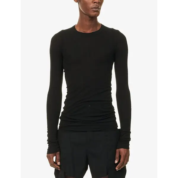 Rick Owens Long-sleeve Ribbed Silk-blend T-shirt
