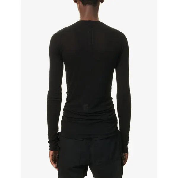 Rick Owens Long-sleeve Ribbed Silk-blend T-shirt