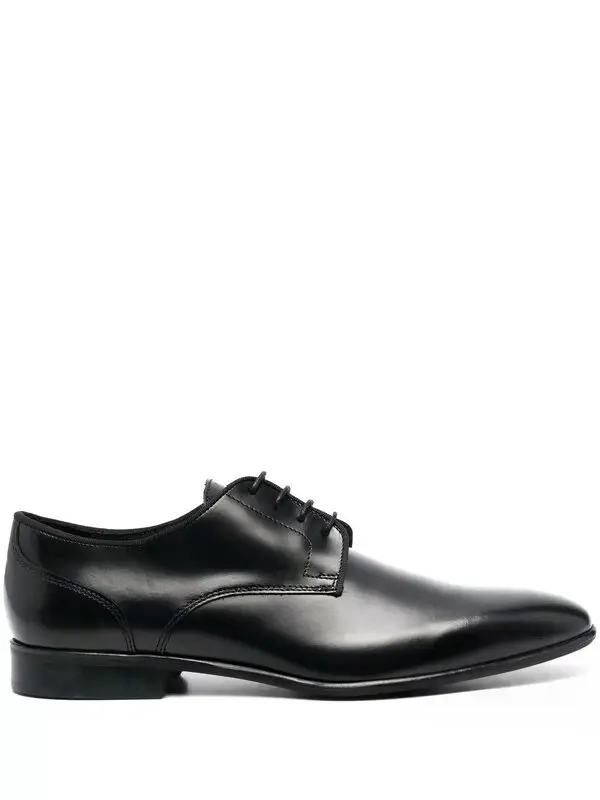 Corneliani Almond-toe Leather Derby Shoes - Black