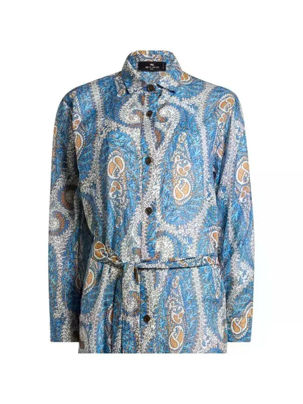 Etro Paisley Print Belted Midi Dress