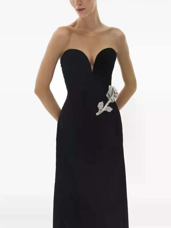 ADAMARIS Crystal-embellished Strapless Maxi Dress - Black