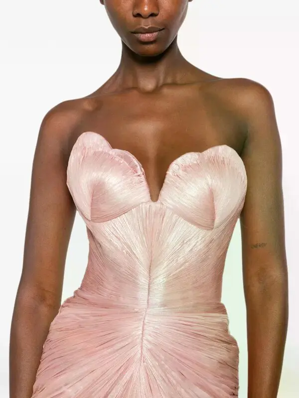 IRIS SERBAN Ruched Strapless Maxi Dress
