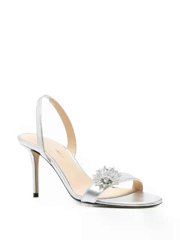 Mach & Mach Crystal-embellished Leather Sandals - Silver