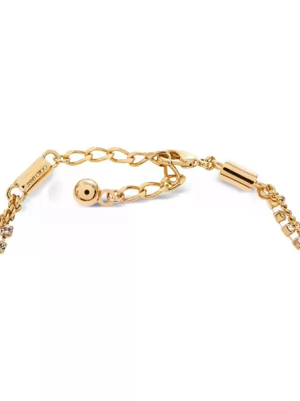 JIMMY CHOO Crystal Embellished Faux Pearl Anklet