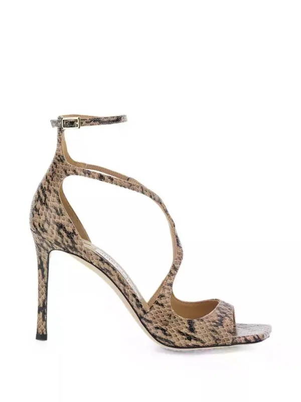JIMMY CHOO Azia Snake-print Heeled Sandals - Neutrals