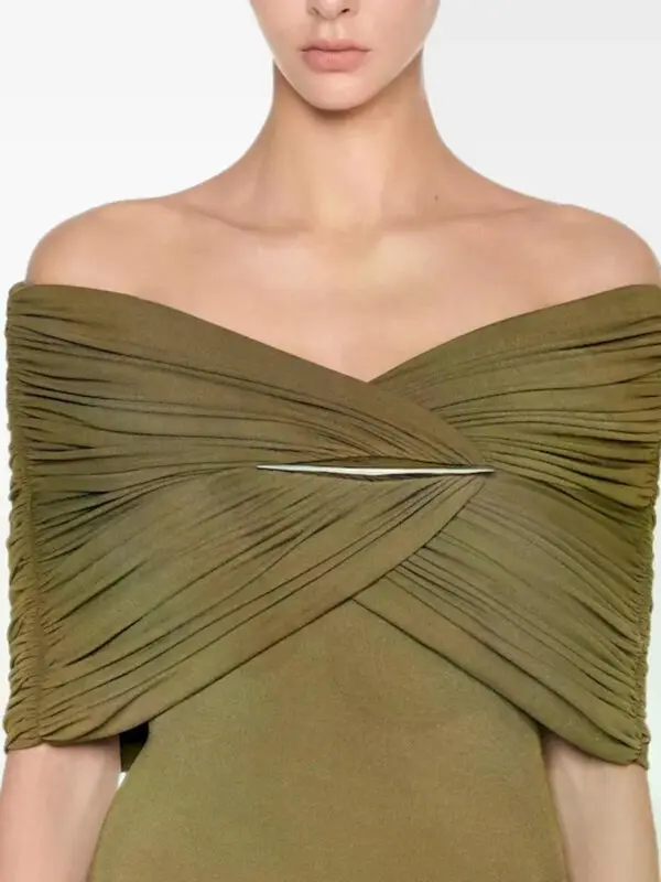 CHATS BY C.DAM Off-shoulder Draped Maxi Dress