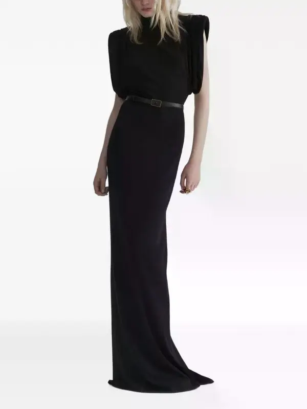 MUGLER Sleeveless Draped Gown