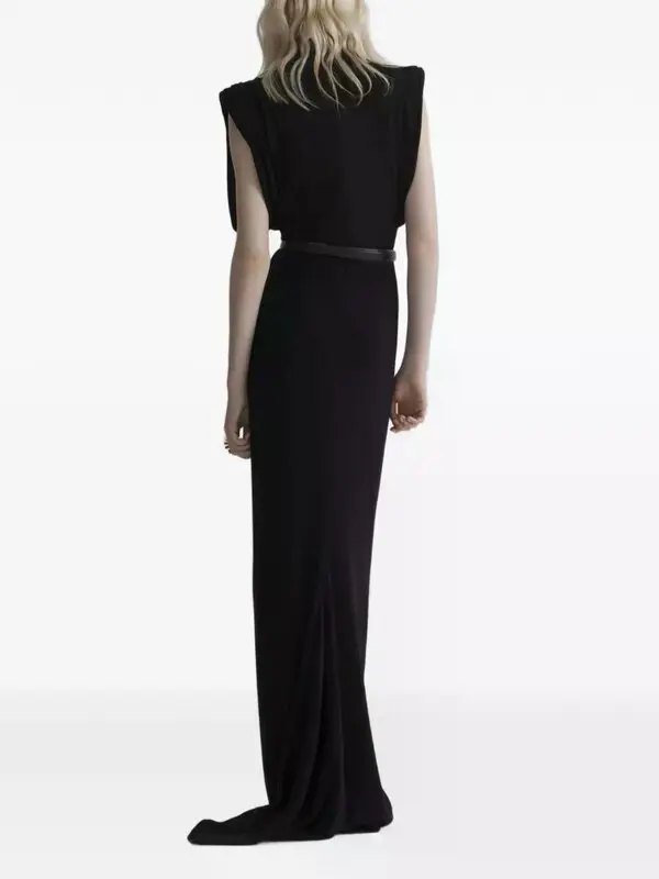 MUGLER Sleeveless Draped Gown