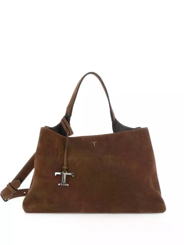 TOD'S T Timeless Suede Handbag - Brown