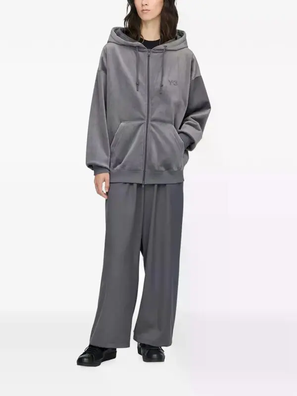 Y3 Velvet Zip-up Hoodie - Grey