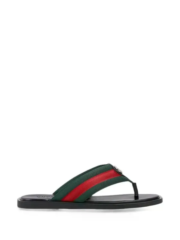 Gucci Web-stripe Interlocking G Sandals - Green