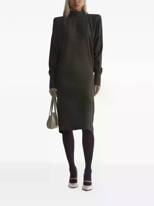 MUGLER Midi Bat Sleeves Dress - Brown