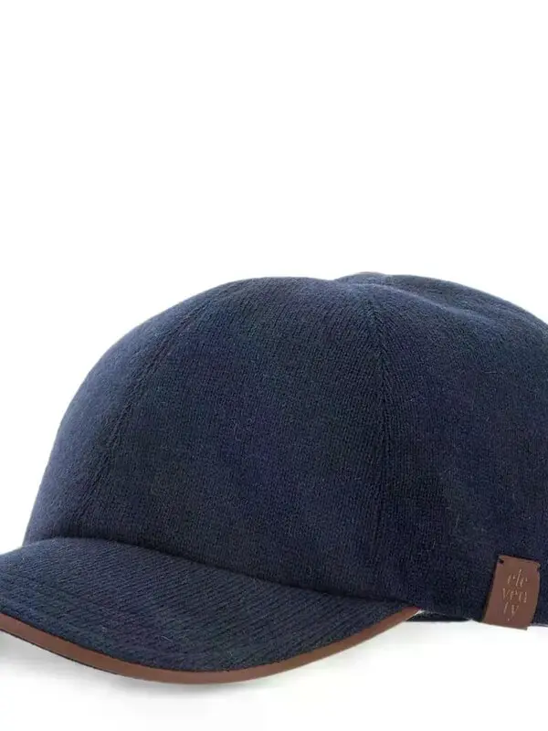 Eleventy Leather-trim Cashmere Baseball Cap