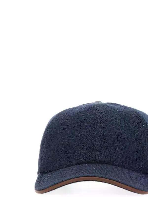 Eleventy Leather-trim Cashmere Baseball Cap