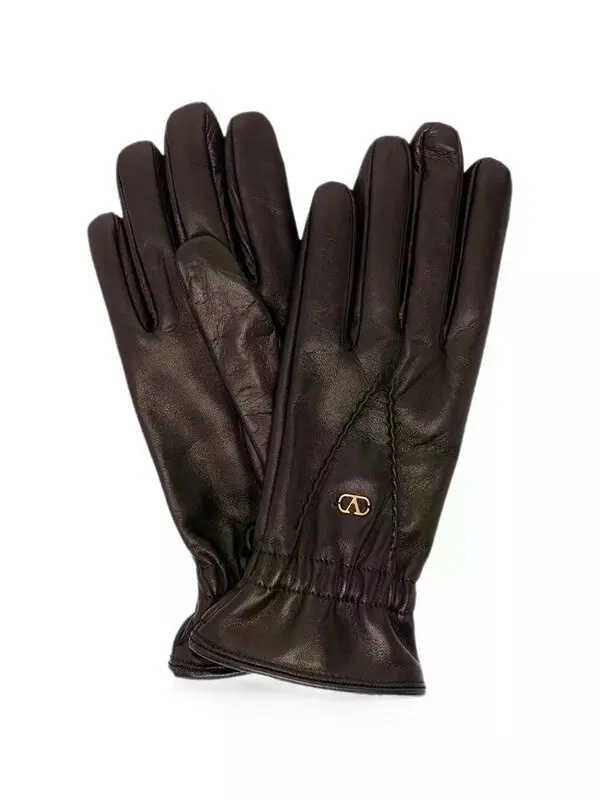Valentino Garavani Vlogo Signature Leather Gloves - Brown