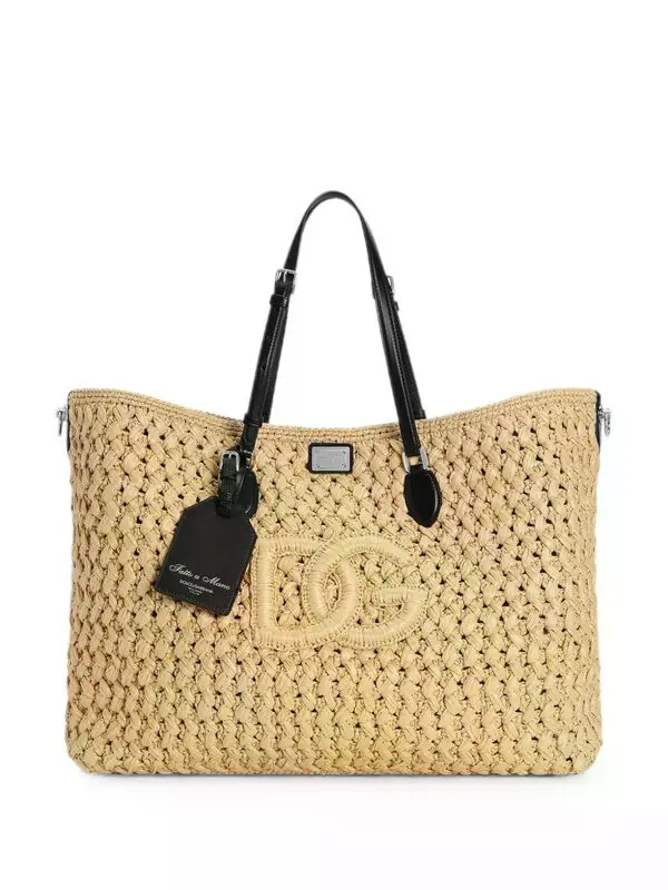 Dolce & Gabbana Atene Raffia Shopping Bag - Neutrals