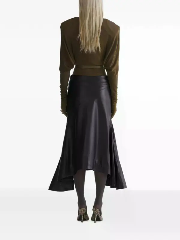 MUGLER Asymmetric Leather Mermaid Skirt - Black
