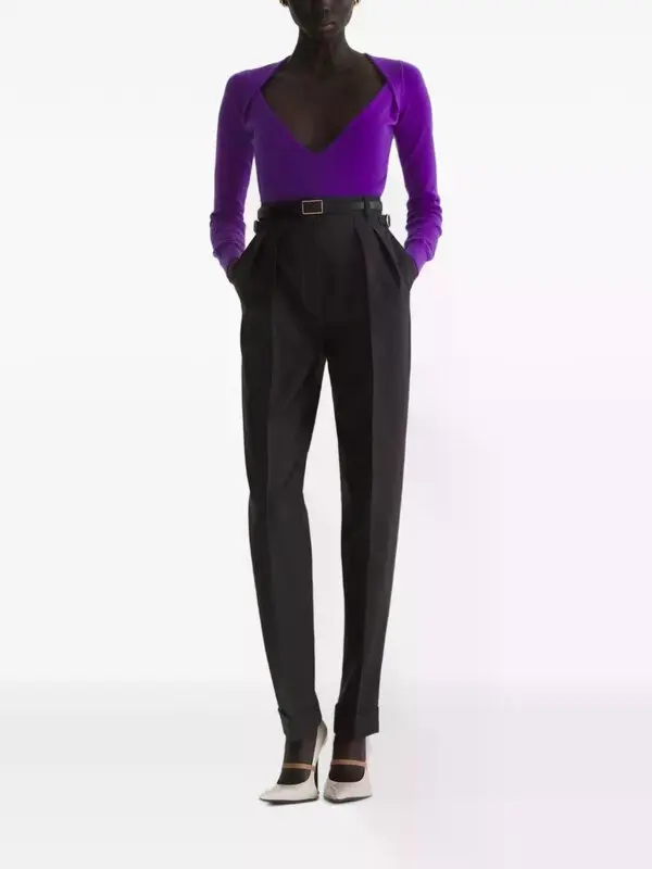 MUGLER Cashmere V-neck Knit Top