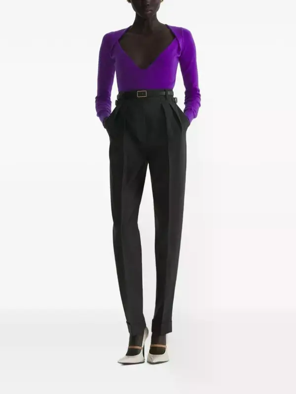 MUGLER Cashmere V-neck Knit Top