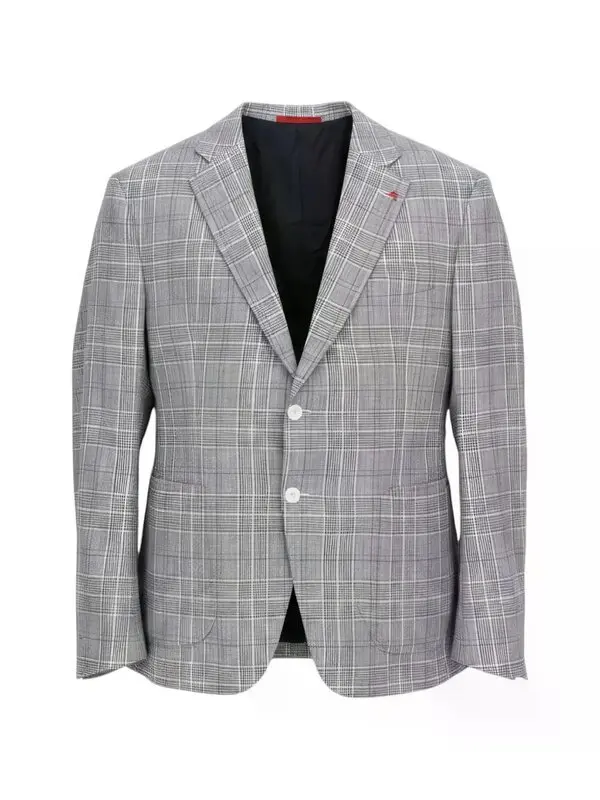 Isaia Prince Of Wales Check Blazer - Grey