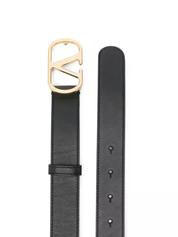 Valentino Garavani Vlogo Buckle Leather Belt