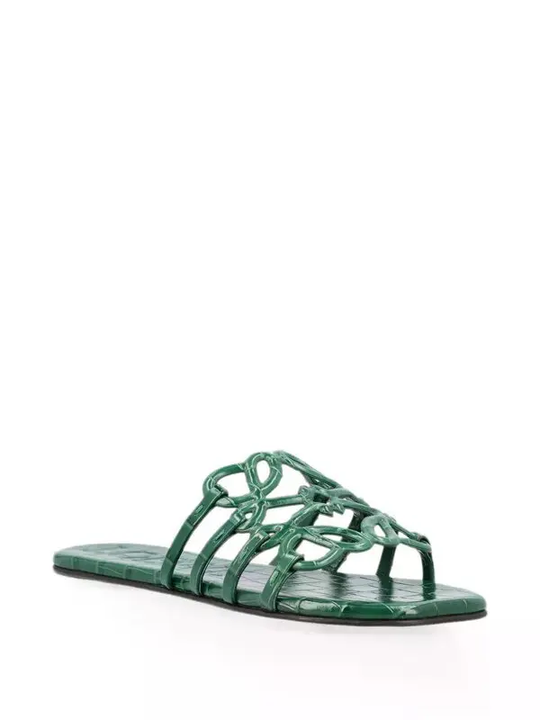 Loewe Anagram Crocodile-effect Leather Sandals