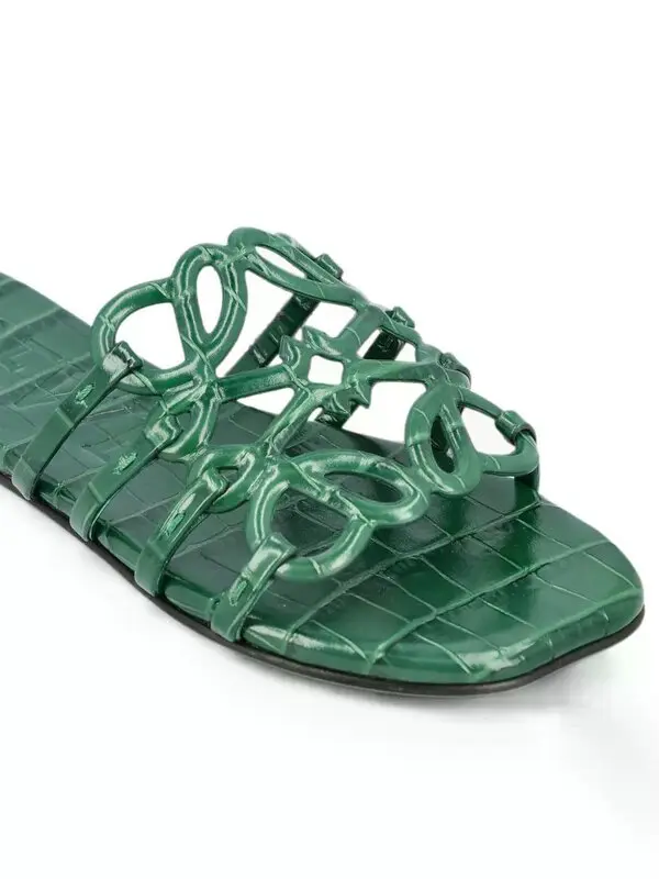 Loewe Anagram Crocodile-effect Leather Sandals