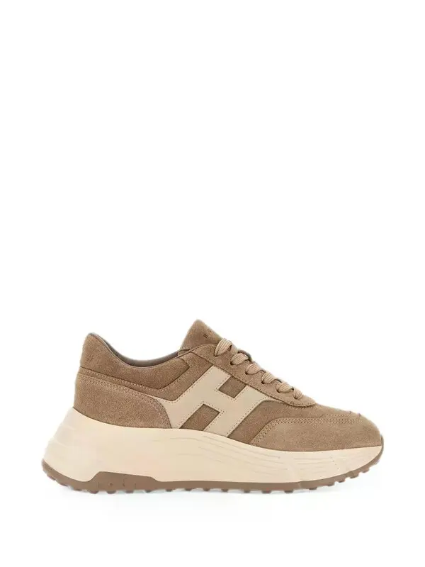 Hogan Suede Logo-patch Sneakers - Neutrals