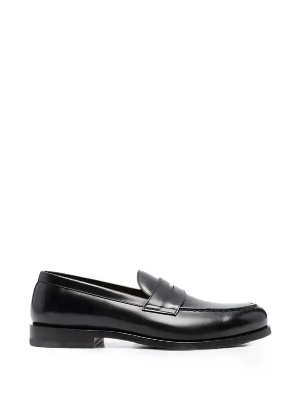 HENDERSON BARACCO Leather Penny Loafers - Black