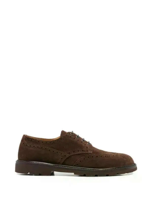 HENDERSON BARACCO Suede Lace-up Fastening Brogue Shoes - Brown