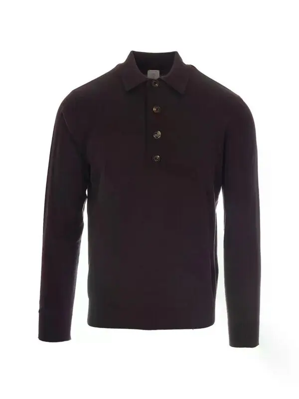 Eleventy Long-sleeve Polo Shirt - Red