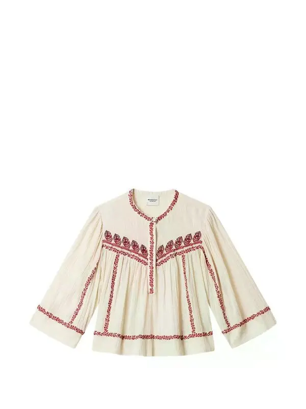 Isabel Marant Étoile Juline Embroidered Flared Blouse - Neutrals