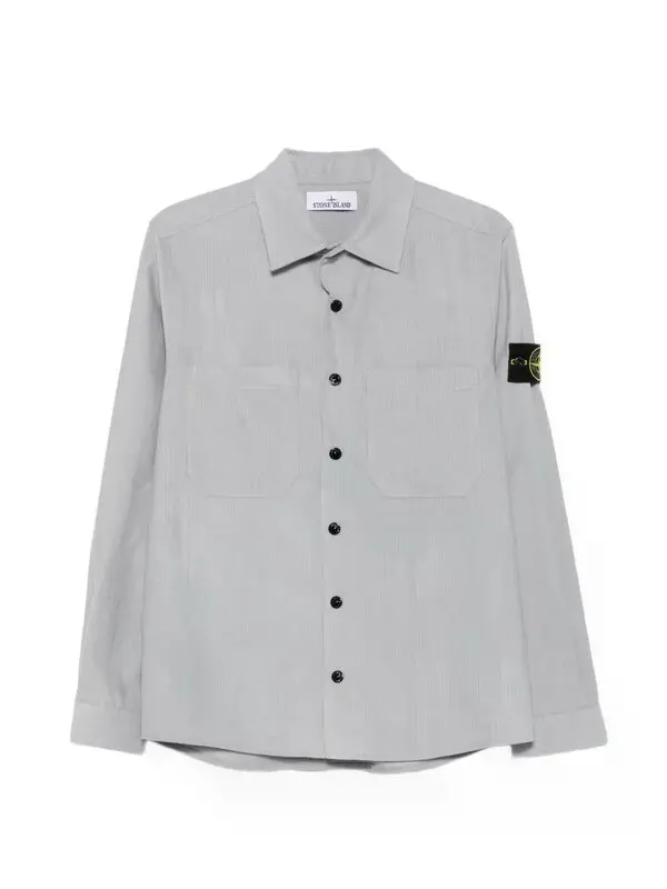 Stone Island Logo-patch Chest-pocket Shirt - Grey