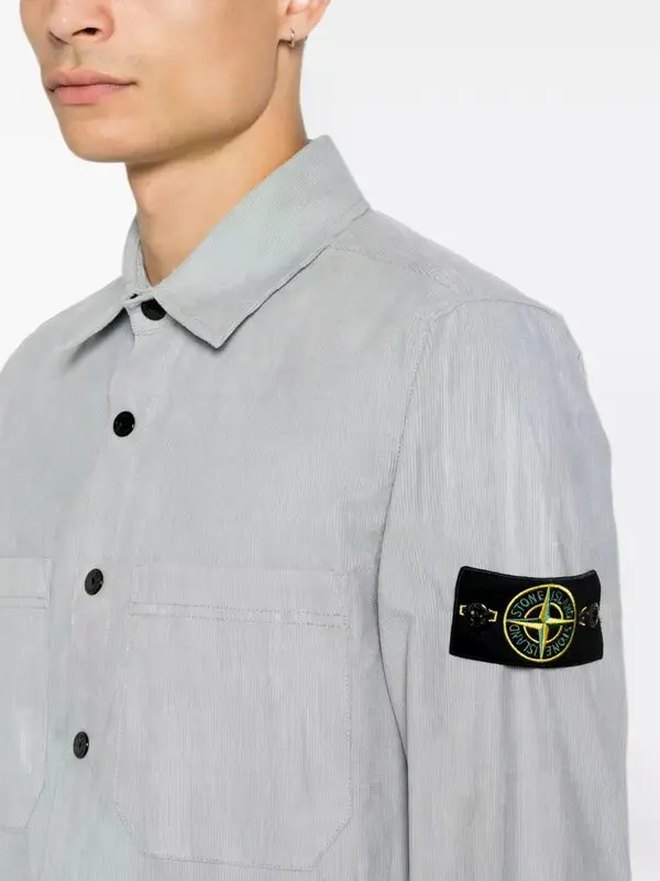 Stone Island Logo-patch Chest-pocket Shirt