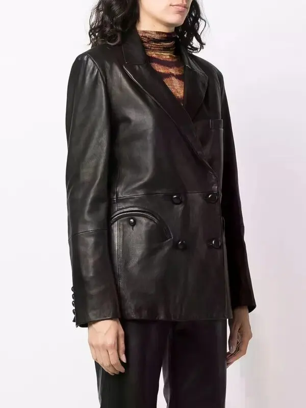 BLAZÉ MILANO Double-breasted Leather Blazer