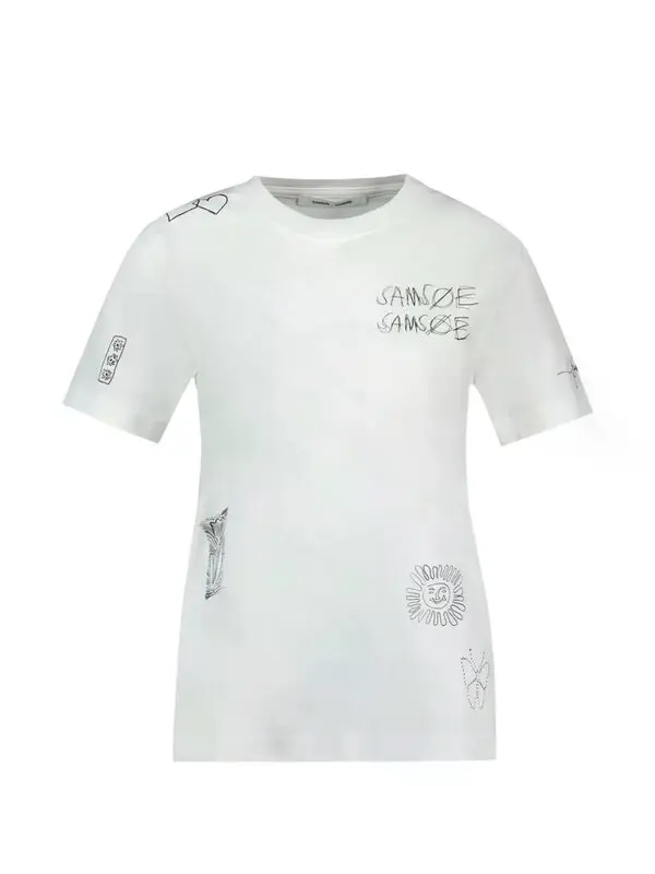 SAMSOE SAMSOE Graphic-print Cotton T-shirt - White