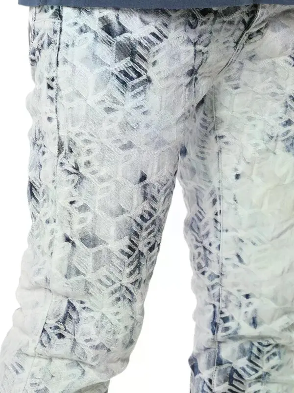 PURPLE BRAND Monogram-jacquard Acid-wash Jeans