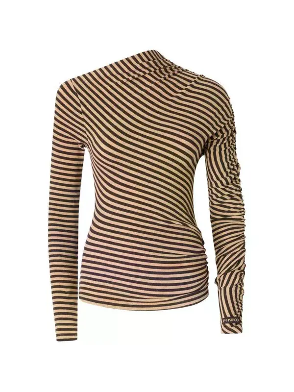 Pinko Striped Ruched-detail Top - Neutrals