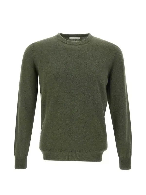 KANGRA Crew-neck Ribbed-trim Sweater - Green
