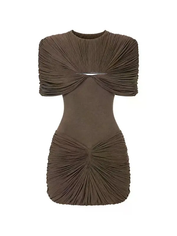 CHATS BY C.DAM Draped Mini Dress - Brown