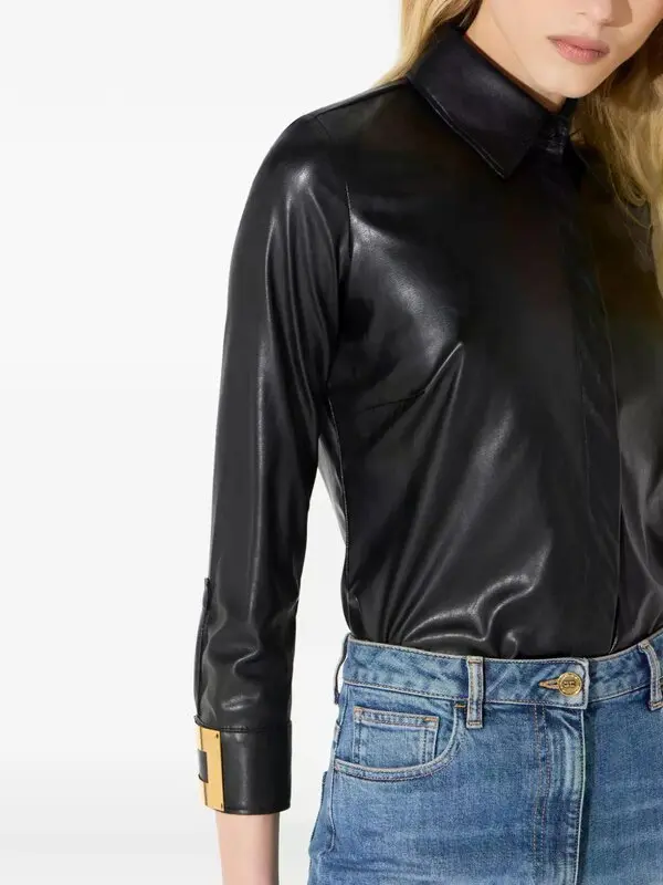 Elisabetta Franchi Logo Plaque Leather-effect Shirt